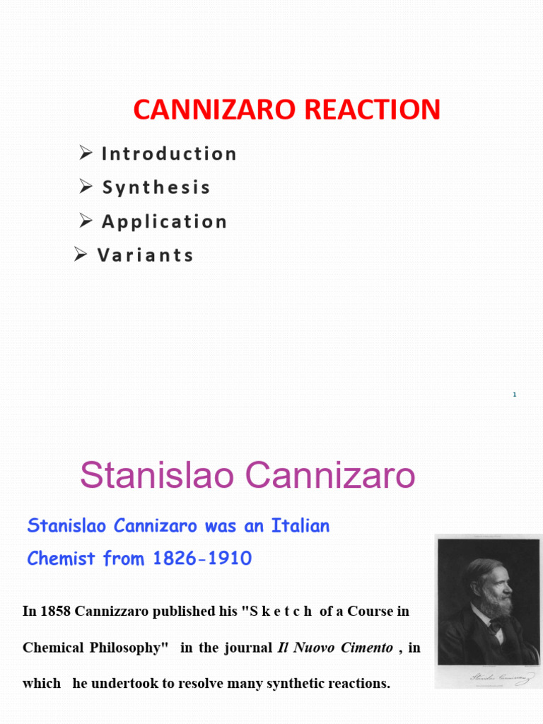 Cannizzaro Reaction | PDF | Aldehyde | Chemical Reactions