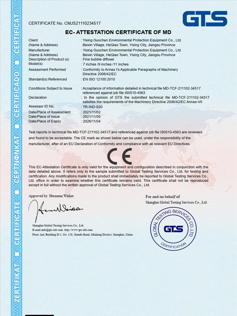 Certificate of Fitness For Diffuser | PDF | Technology & Engineering