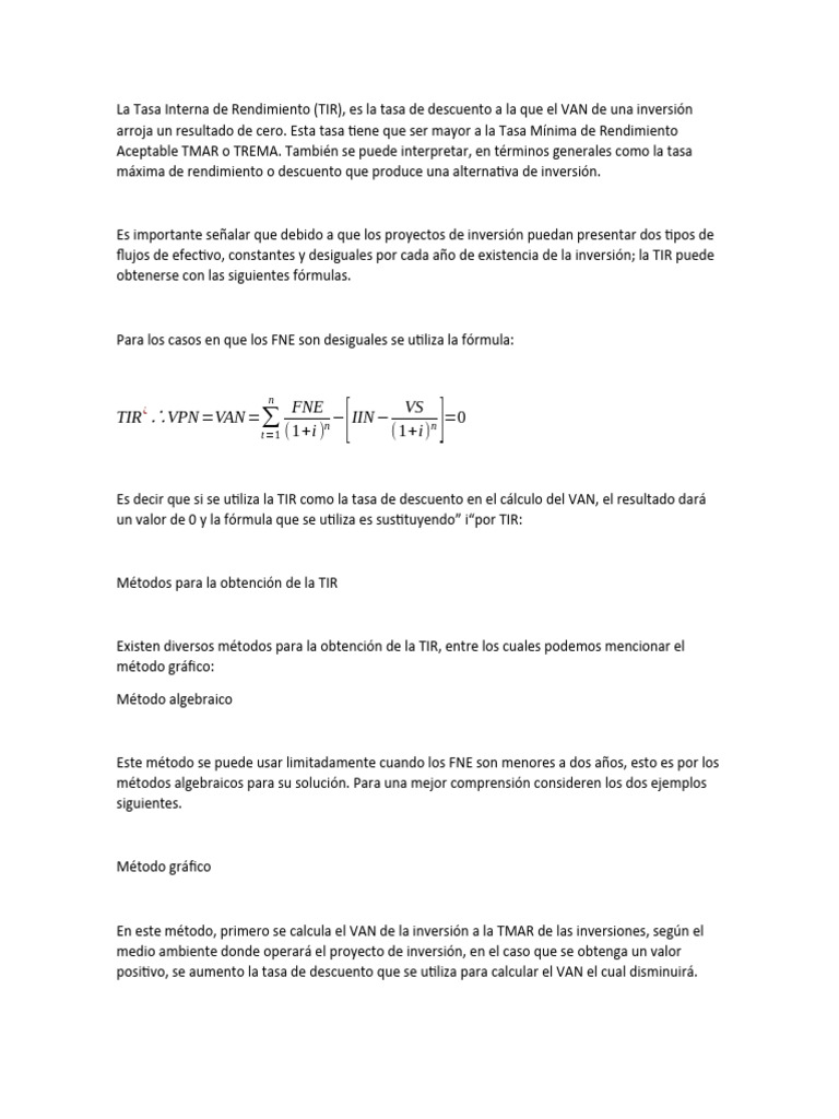 La Tasa Interna de Rendimiento | PDF | Tasa interna de retorno | Inversiones