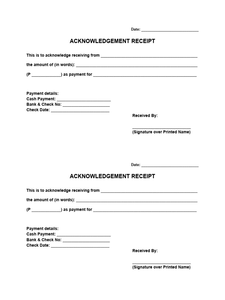 Acknowledgement Receipt | PDF | Business | Finance & Money Management