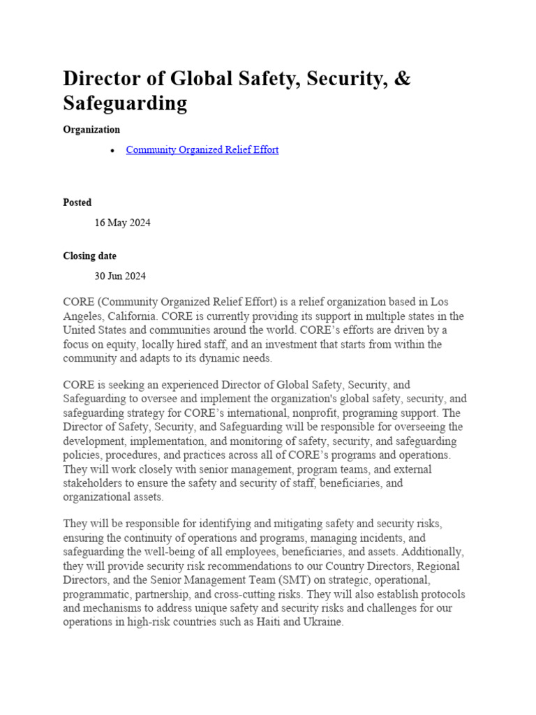 Director of Global Safety | PDF | Computer Security | Security