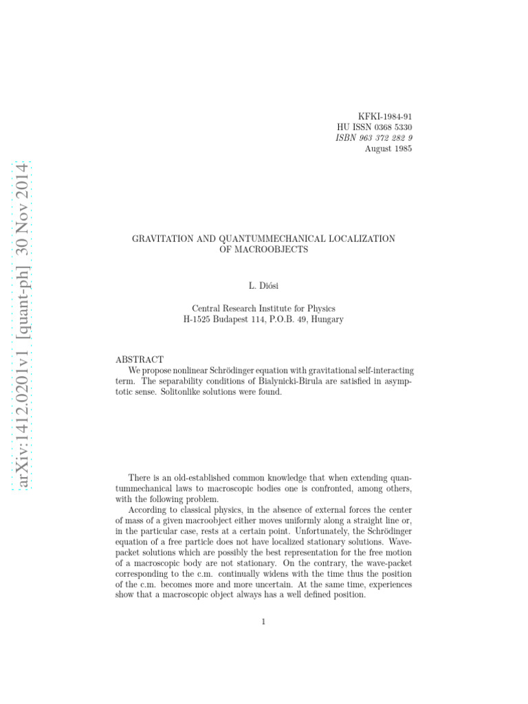 Macroscopic QG | PDF | Wave Function | Schrödinger Equation