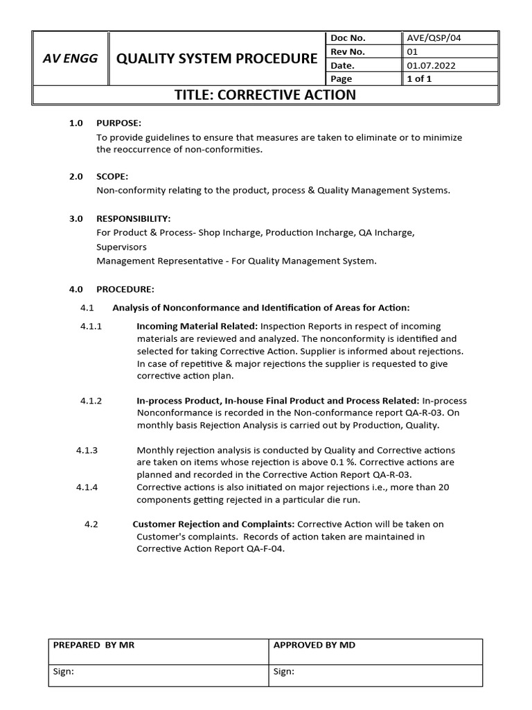 Corrective Action Procedure Guide | PDF | Quality | Business Process