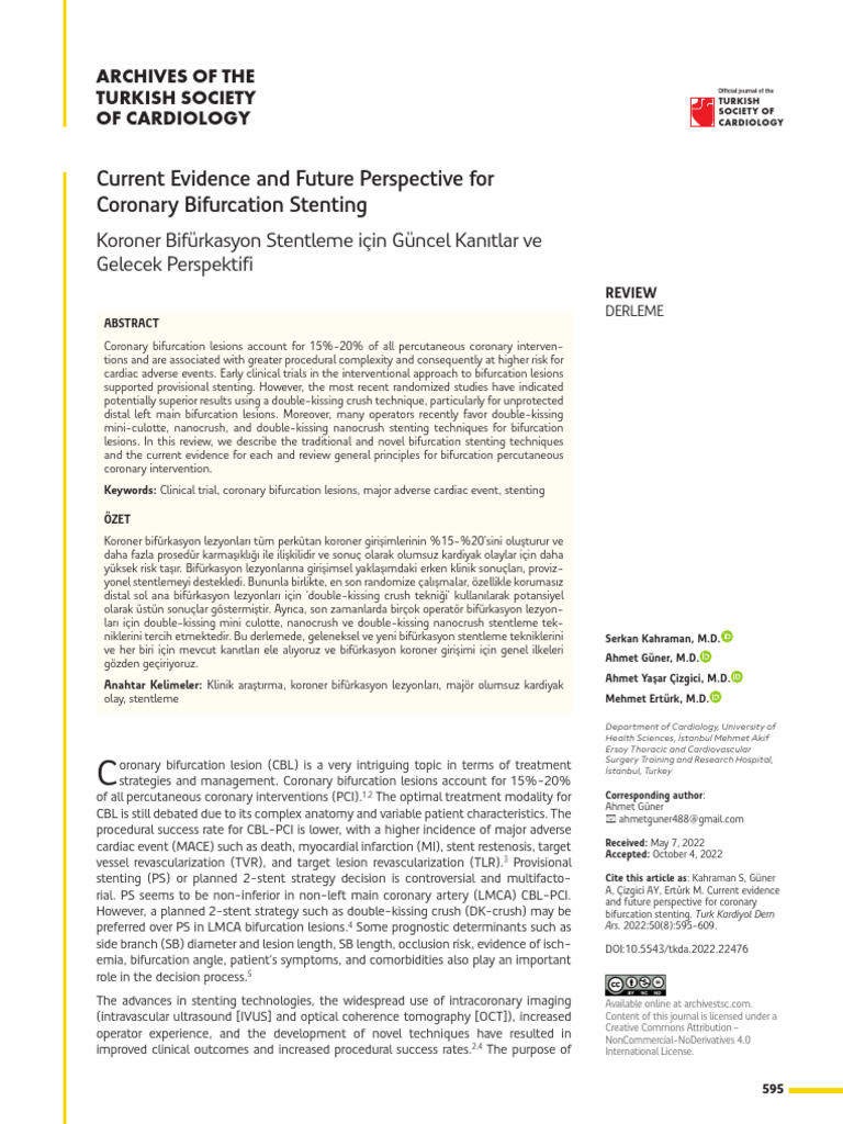 Current Evidence and Future Perspective For TKDA - 50!8!595 - 609 | PDF | Percutaneous Coronary ...