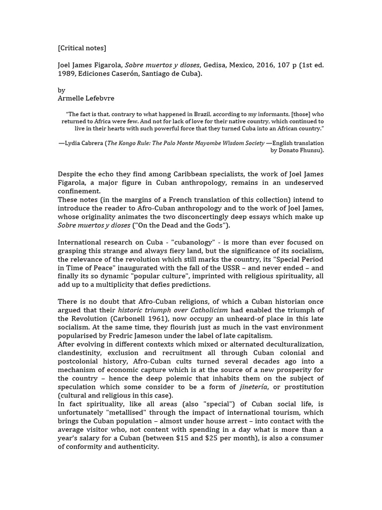 Critical Notes | Download Free PDF | Santería | Cuba