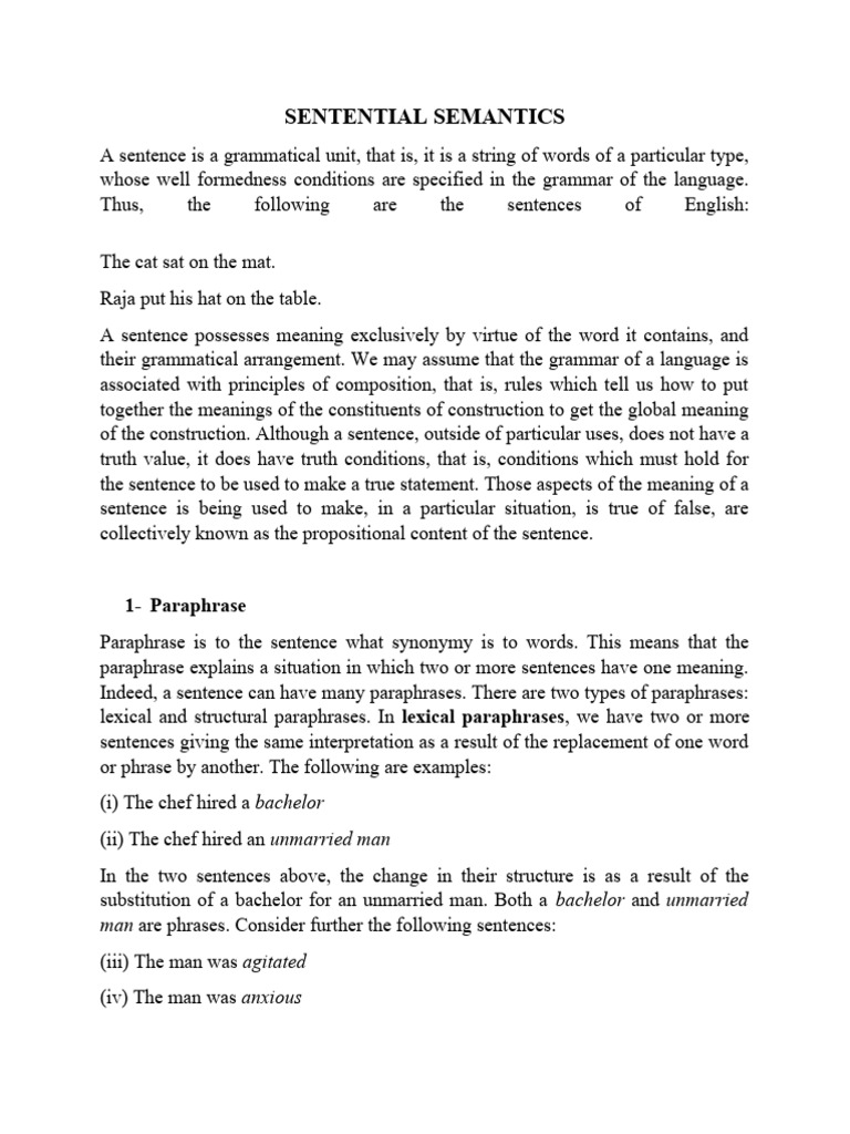 6- SENTENTIAL SEMANTICS | PDF | Semantics | Ambiguity