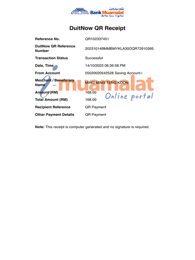 QR Payment Receipt | PDF