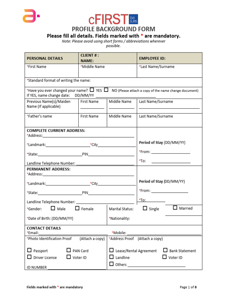 Dox + BGV Form | PDF | Identity Document | Authentication