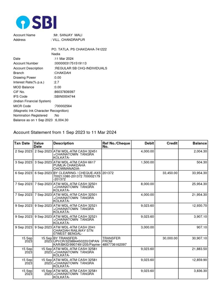 Account Statement From 1 Sep 2023 To 11 Mar 2024: TXN Date Value Date ...