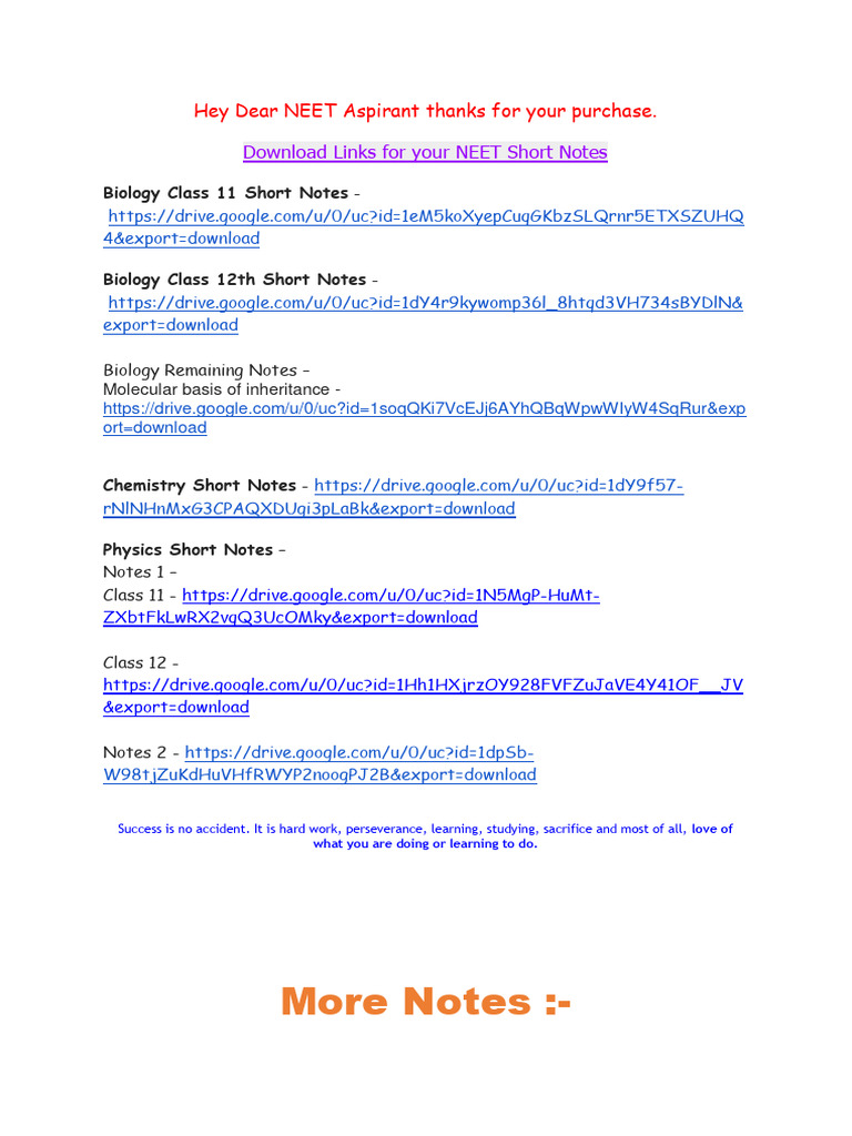 Neet Short Notes | PDF