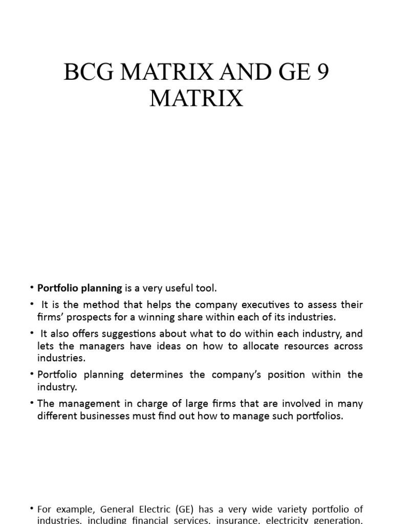 BCG and Ge 9 Matrix | PDF | Apple Inc. | Investing
