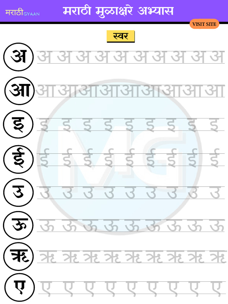 Marathi Mulakshare Worksheet PDF | PDF