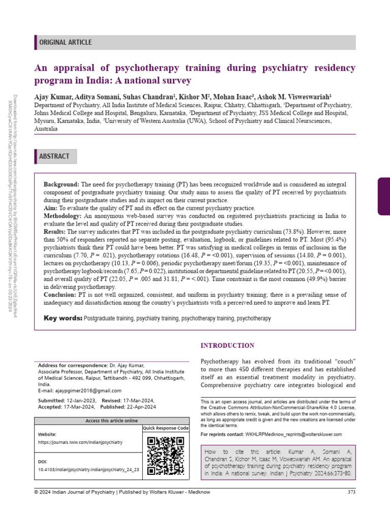 An Appraisal of Psychotherapy Training During.8 | PDF | Psychiatry ...