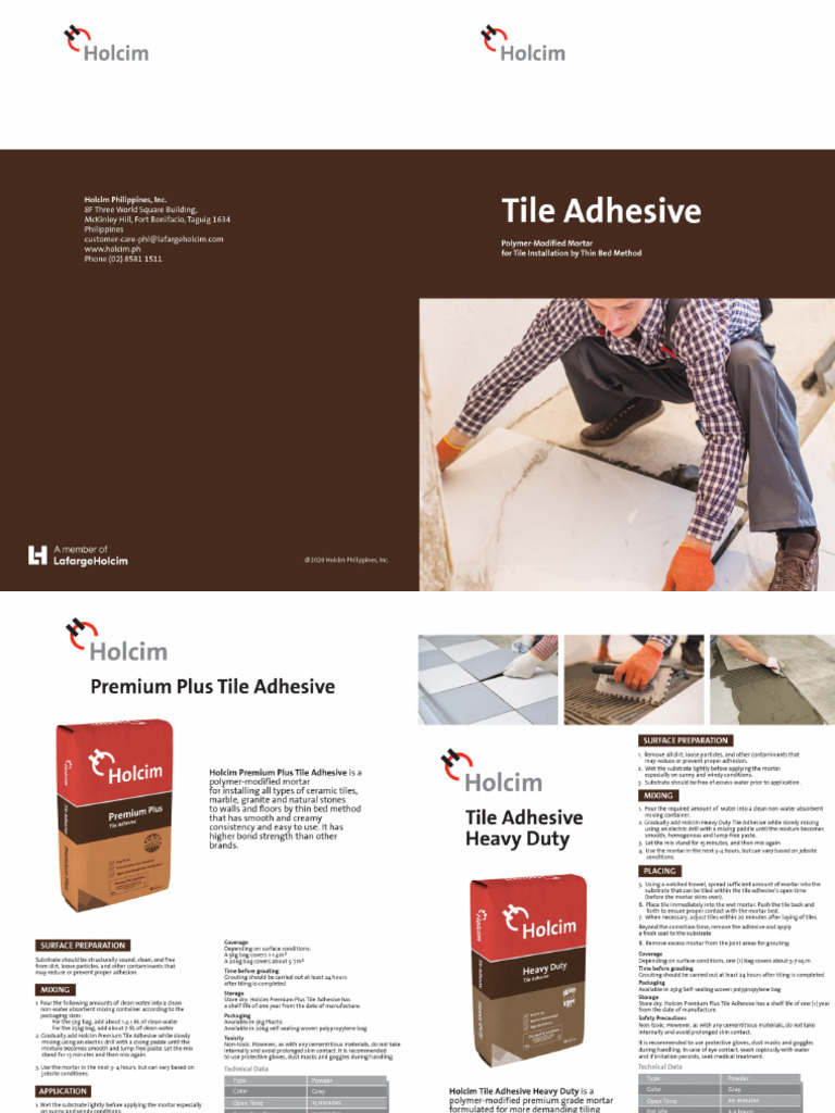 Holcim Tile Adhesive Brochure | PDF