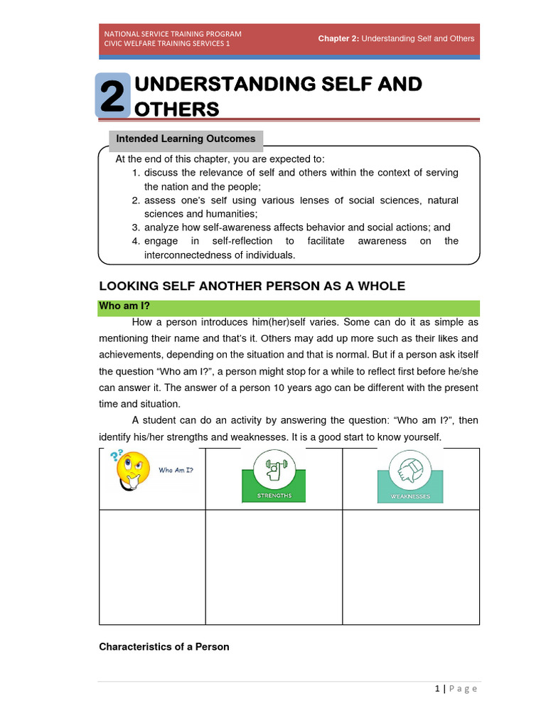 Chapter 2. Understanding Self and Others | PDF | Self Concept | Self Esteem