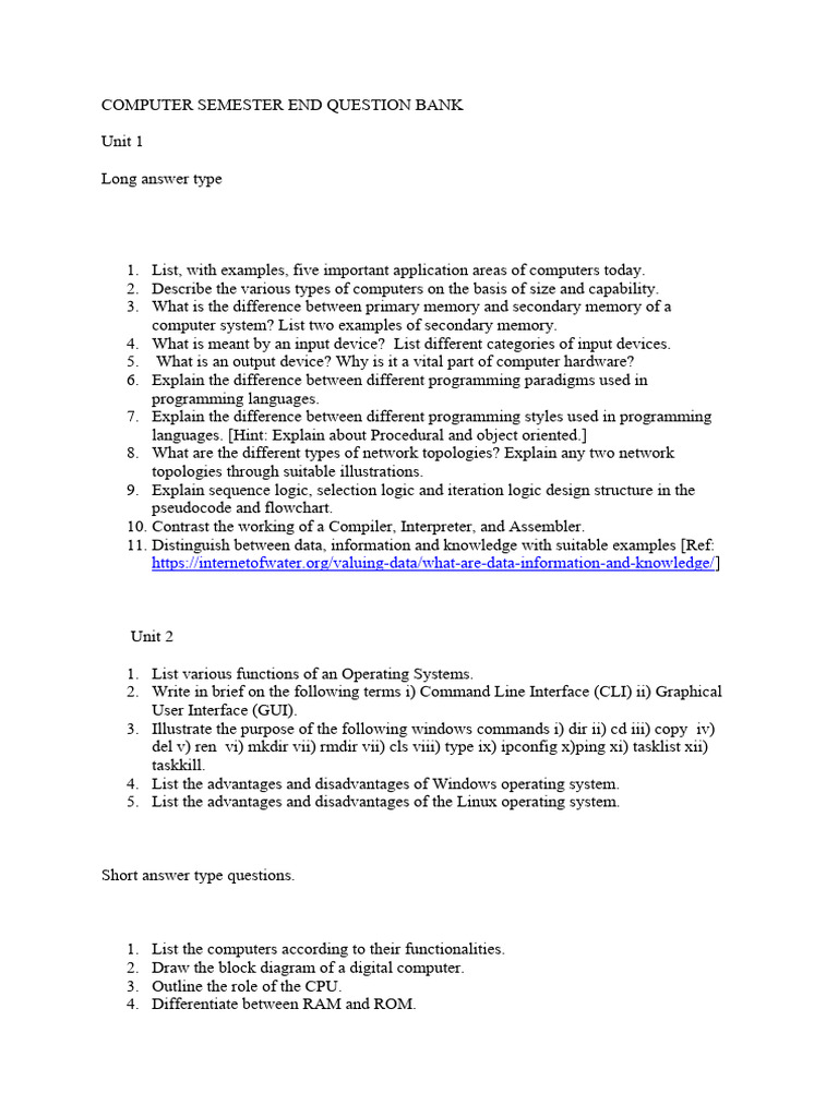 Computer Semester End Question Bank | Download Free PDF | Operating System | Graphical User ...