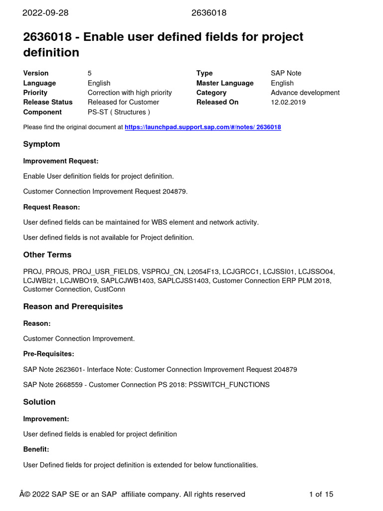 Enable User Defined Fields For Project: Symptom | PDF | Databases | Computer Science