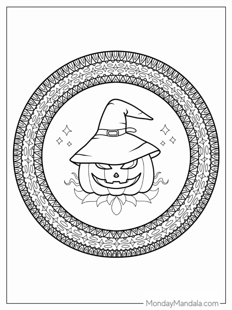 Halloween Pumpkin Mandala To Color | PDF