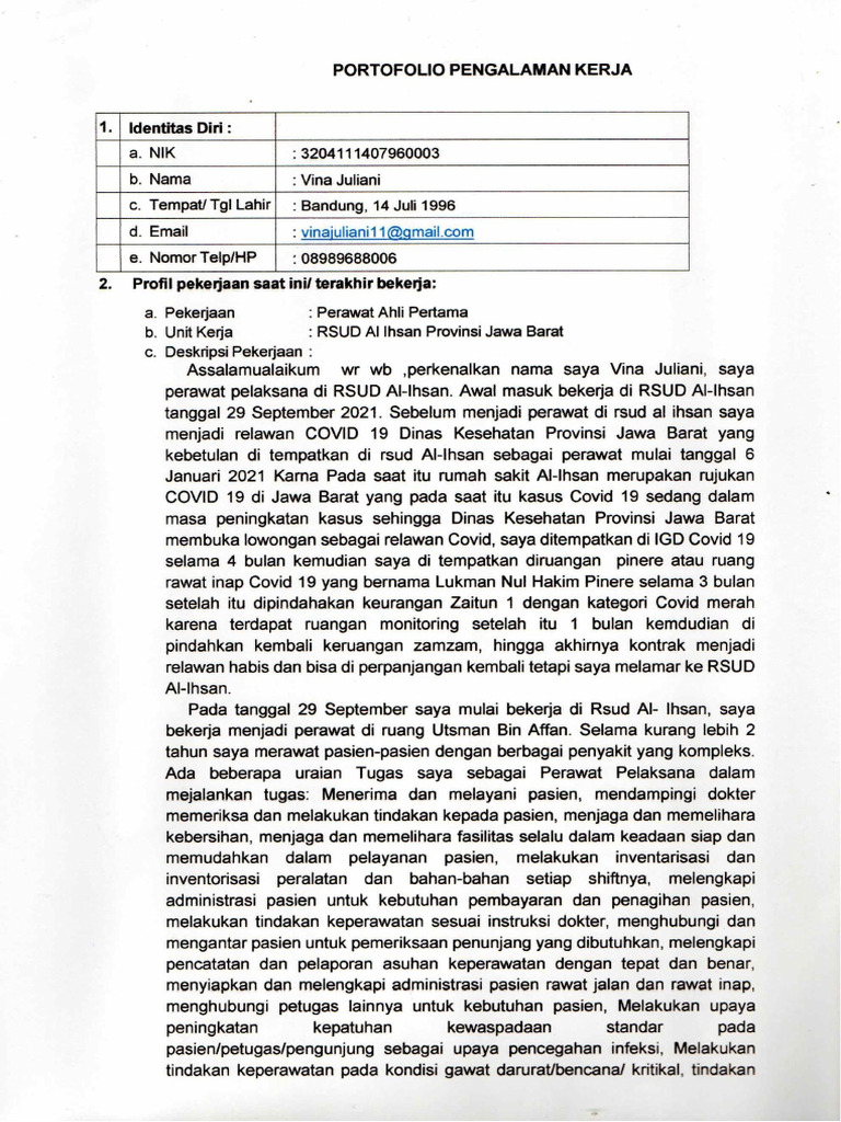Protofolio Pengalaman Kerja | PDF