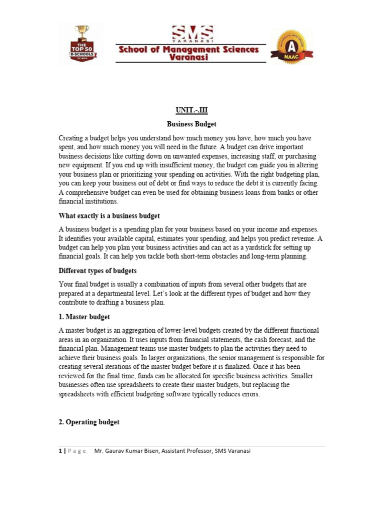 Unit Iii Complete Notes Pdf Cost Accounting Budget