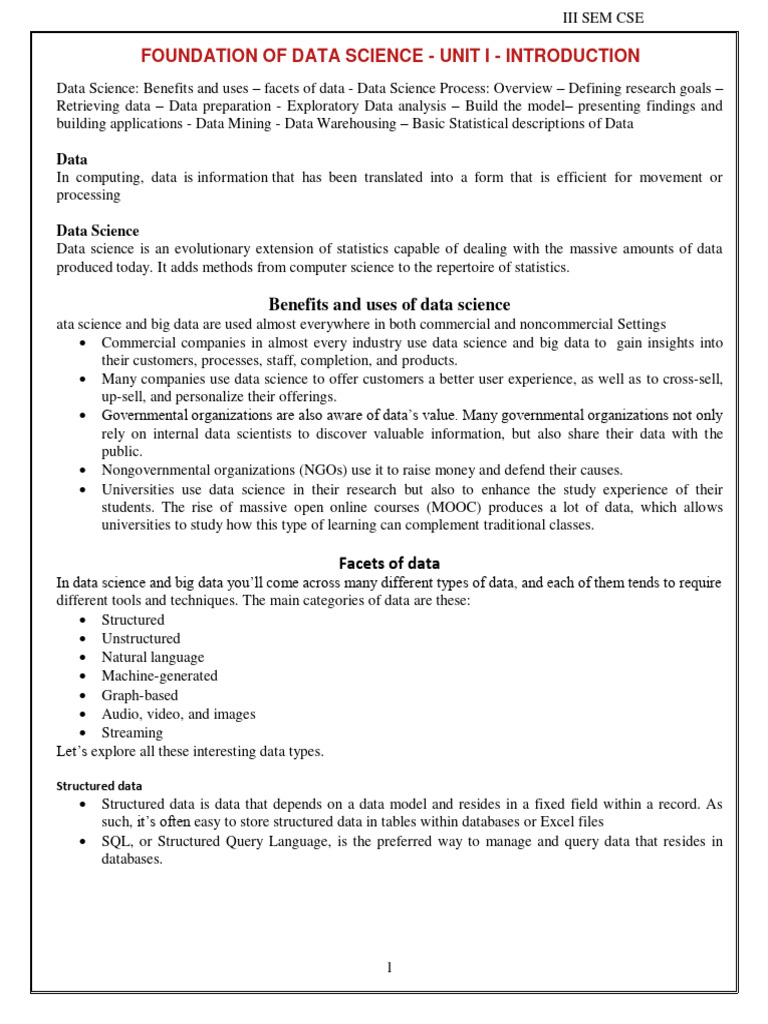 11.course Materials (Unit Wise | Download Free PDF | Data Model | Data
