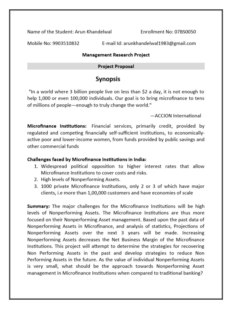 Microfinance NPA Management Study | PDF | Microfinance | Economies
