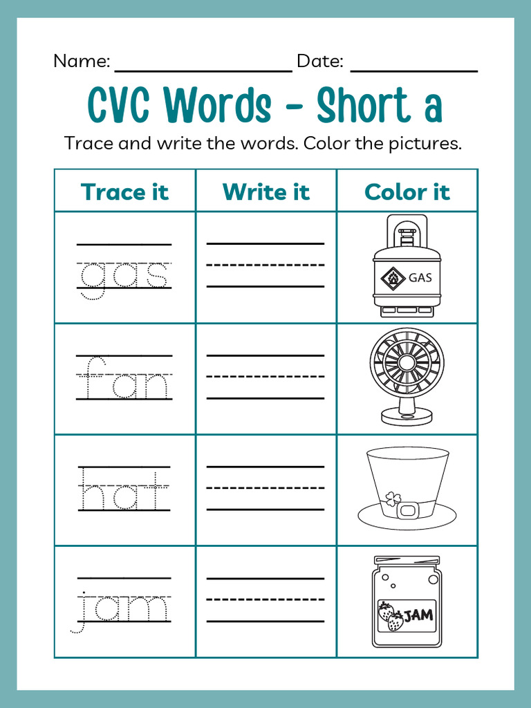 CVC Short Vowel A Worksheet For Kindergarten Reading | PDF | Language ...