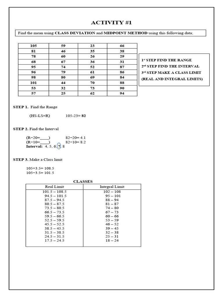 Class Limits and Mean Calculation Guide | PDF