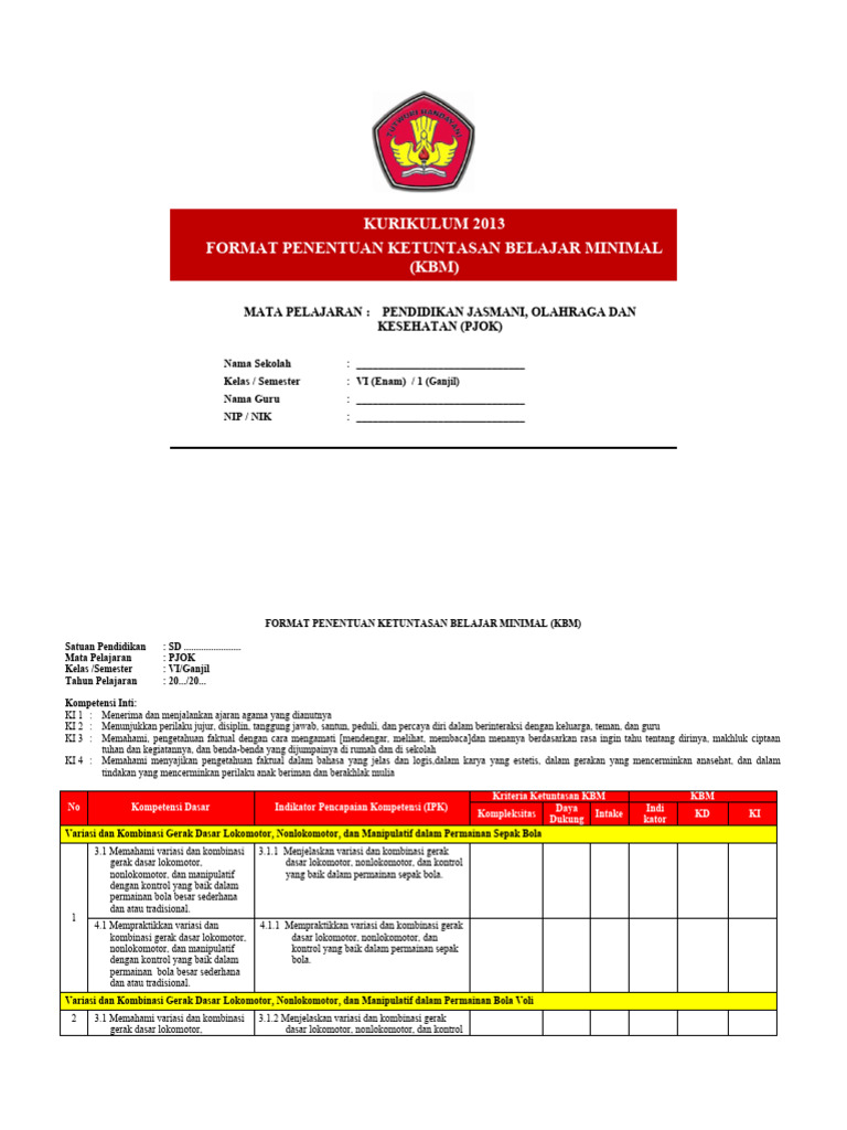 Format Penentuan KBM | PDF