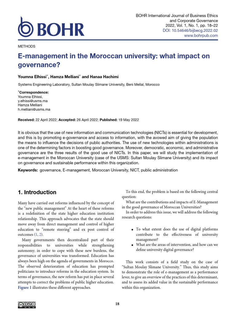 E-Management in The Moroccan University: What Impact On Governance? | Download Free PDF ...