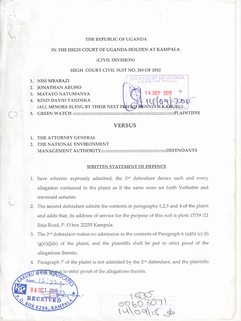 Written Statement of Defence | PDF | Judiciaries | Common Law