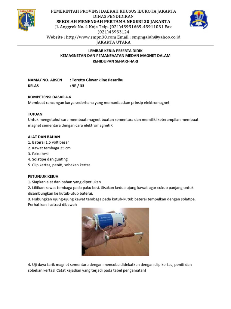 Membuat Magnet Sementara dengan Elektromagnet | PDF | Griya & Taman