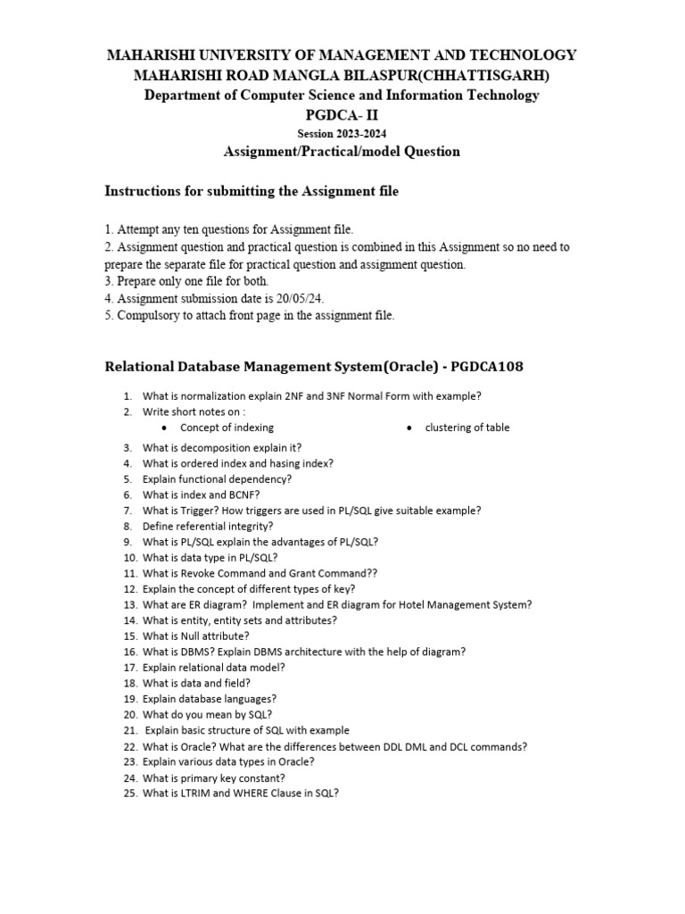 Pgdca Ii - 2324 Even Sem Assignment All Subject | PDF | Computer Network | Network Switch