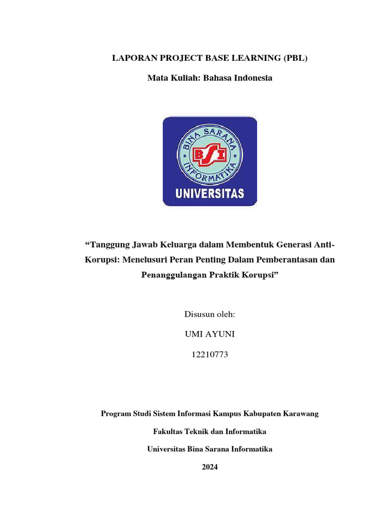 LAPORAN PROJECT BASE LEARNING Uts B.indo | PDF | Karier & Perkembangan