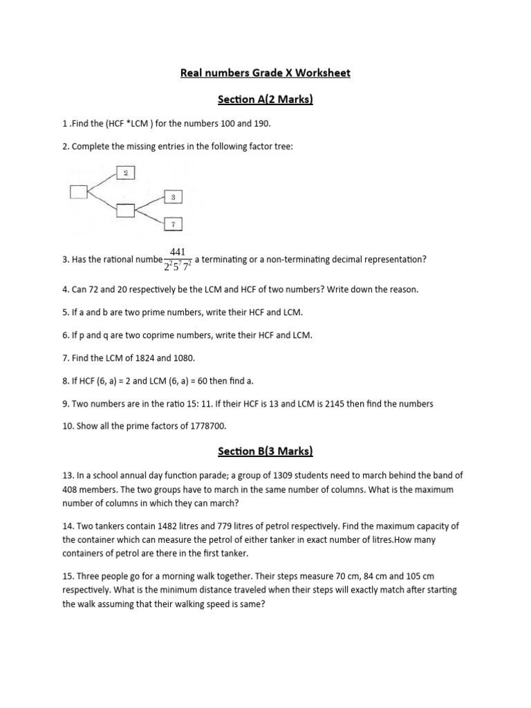 Grade 10-Math-Real Numbers Worksheet 2 | PDF | Numbers | Prime Number
