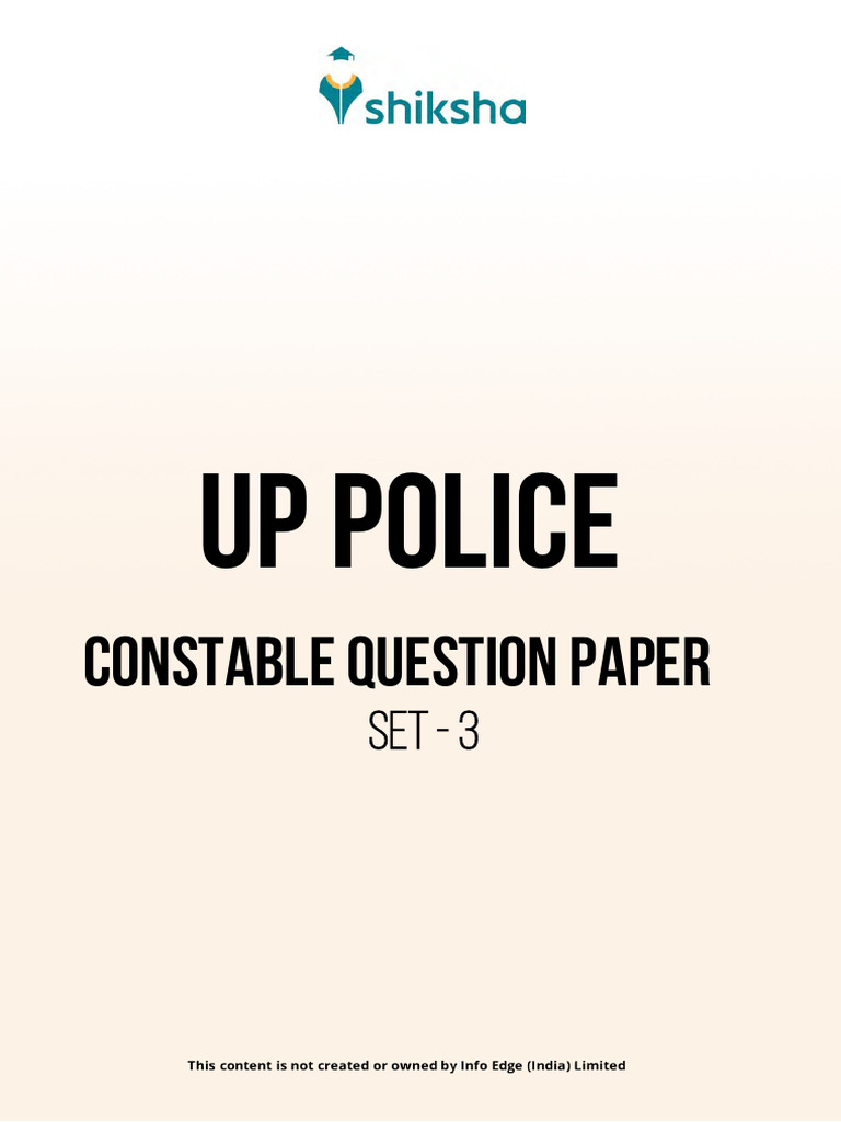 UP Police Constable Exam Set 3 Paper | PDF