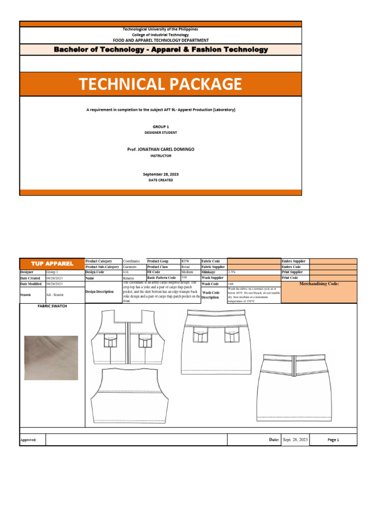 UP-TECHPACK - GRP1 Cover To POM and Include Label and Packaging | PDF | Sewing | Clothing