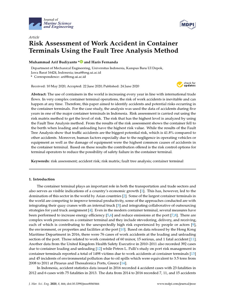 Container Terminal Accident Risk Analysis | PDF | Risk | Risk Management