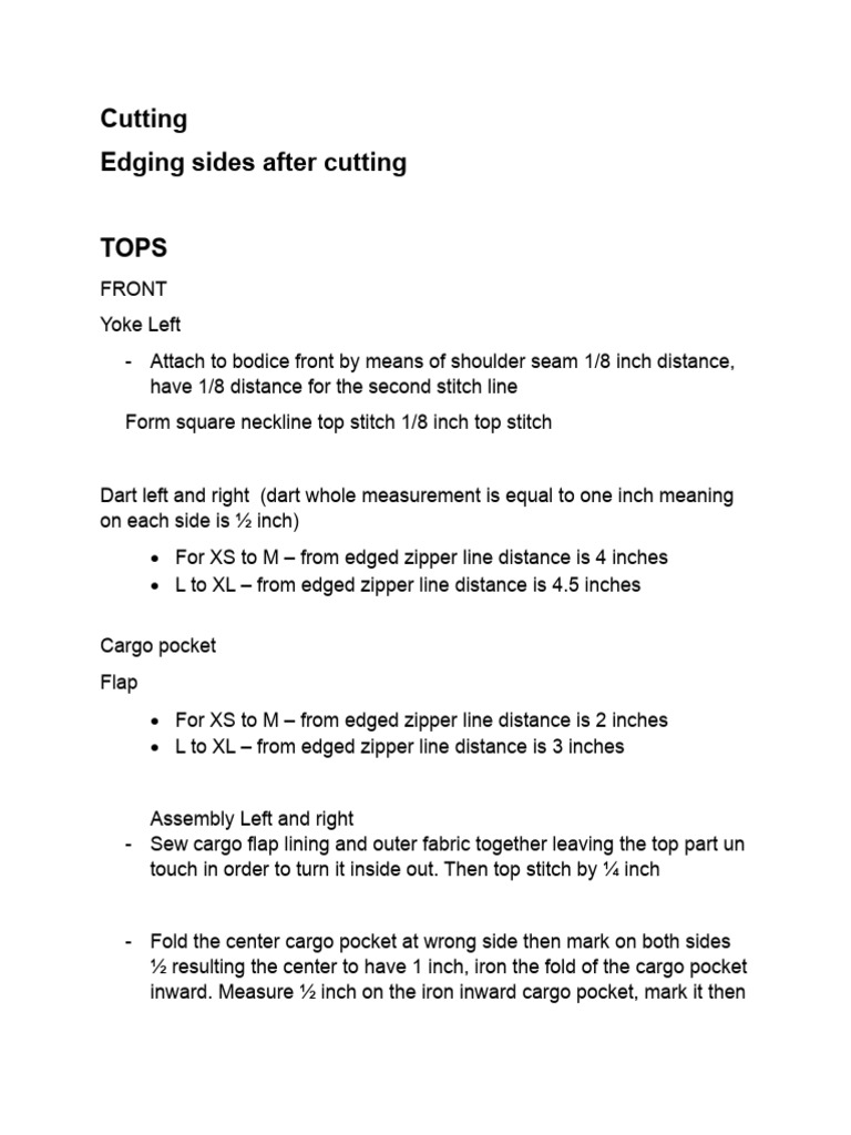 Production Construction Details | PDF | Seam (Sewing) | Fashion