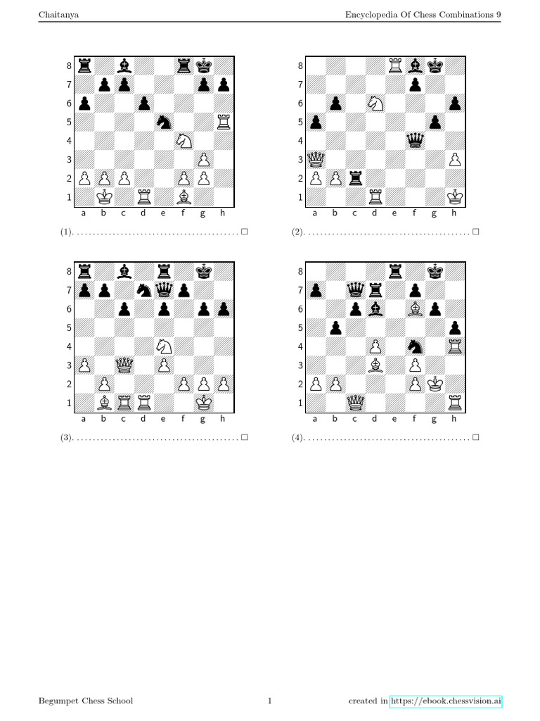 Encyclopedia of Chess Combinations | PDF