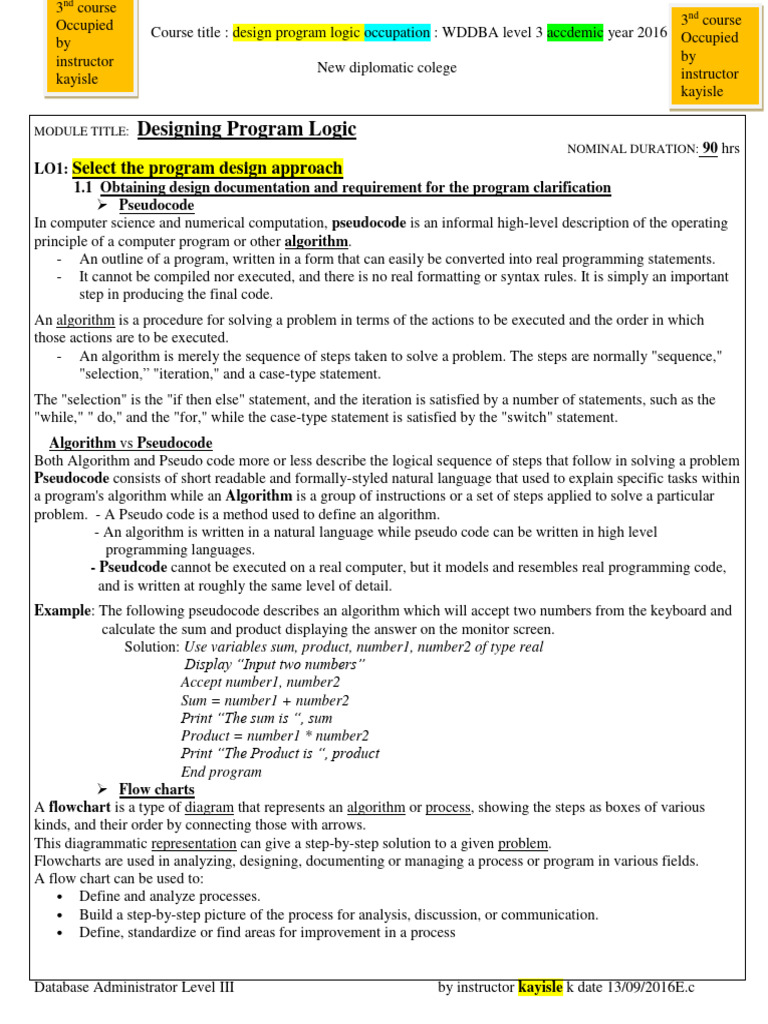 Designing Program Logic | PDF | Class (Computer Programming) | Computer ... Designing Program Logic | PDF | Class (Computer Programming) | Computer ...
