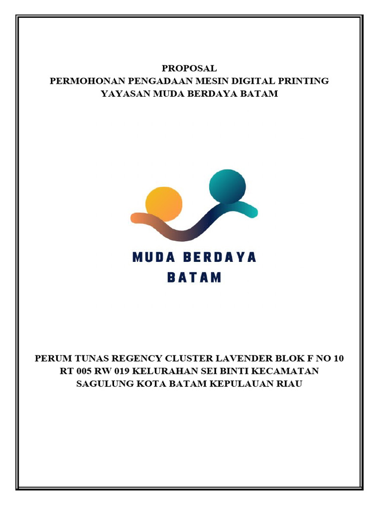 contoh PROPOSAL USULAN PENGADAAN MESIN DIGITAL PRINTING | PDF