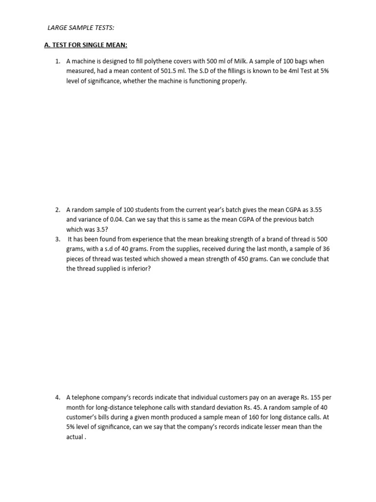 Hypothesis Problems | PDF | Standard Deviation | Sampling (Statistics)
