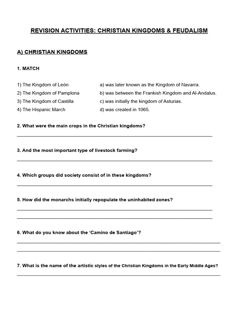 Revision Activities - Christian Kingdoms | PDF | History