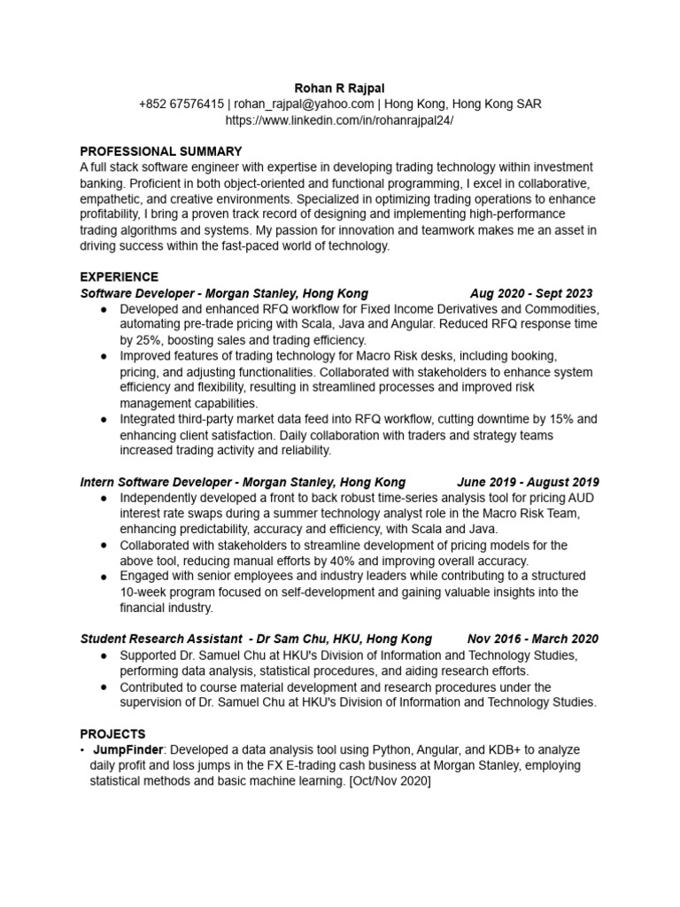 Rohan Rajpal Cv March 2024 Pdf Scala Programming Language Software Development