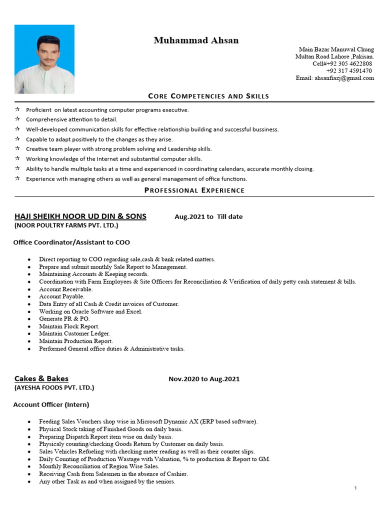 Resume (Ahsan) 1 | PDF | Accounts Payable