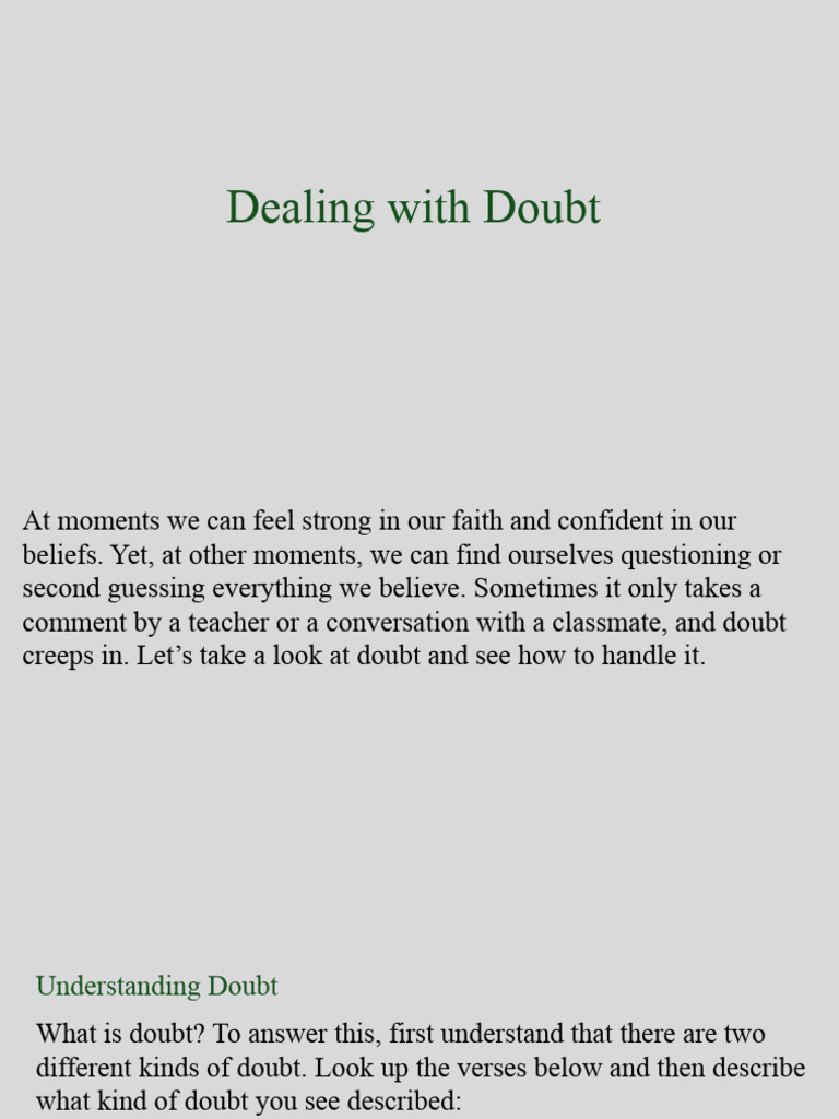 Dealing With Doubt | PDF | Jesus | Faith
