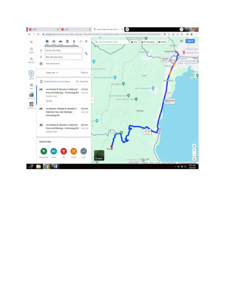 Gmap From Carcar To Bae Sibonga Cebu | PDF