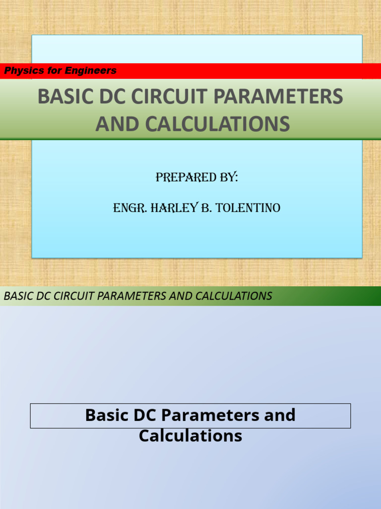 PFE - Basic DC Circuit Parameters and Calculations | PDF | Electrical Network | Electrical ...
