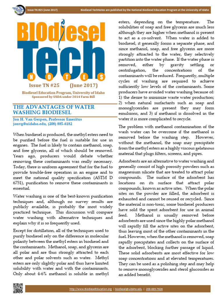 TN25 Water Washing | PDF | Biodiesel | Water